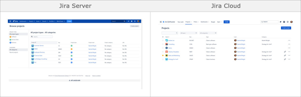 Jira Server vs Jira Cloud Interface Comparison - Strategy for Jira® Jira Server vs Jira Cloud Interface Comparison - Strategy for Jira®