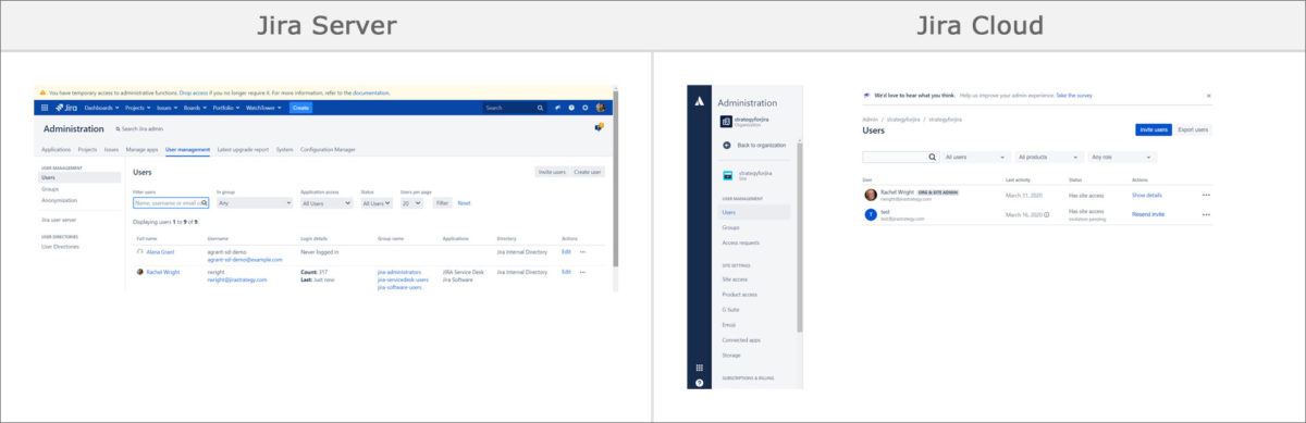 Jira Server vs Jira Cloud Interface Comparison - Strategy for Jira®